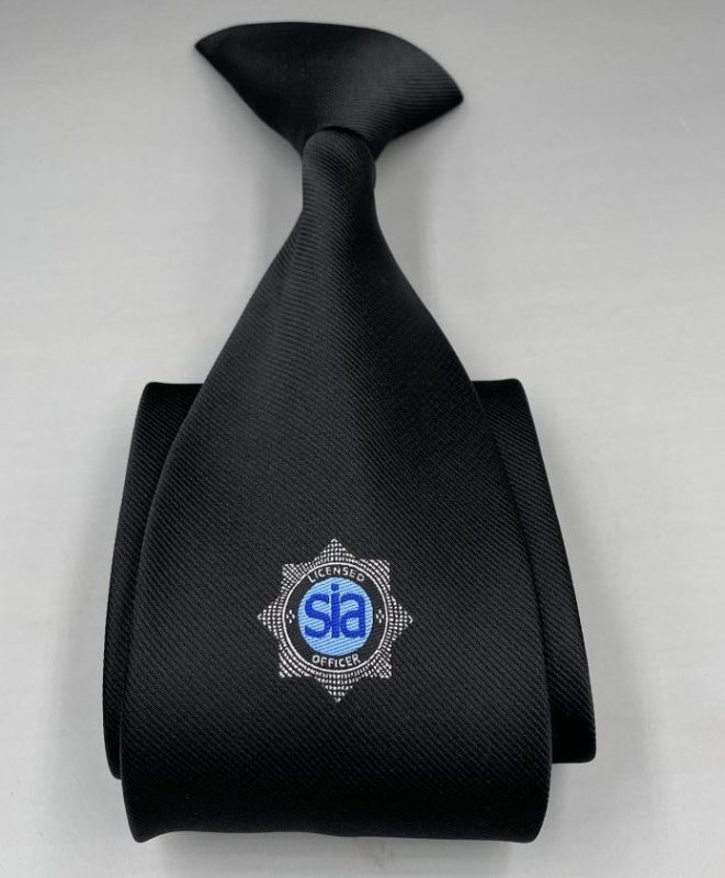 SIA BLACK CLIP-ON TIE WITH SIA BADGE LOGO - (HW159) - Hire Witness ...