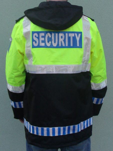 Hi Viz Two-Tone Security Officers Waterproof Hooded Winter Coat ...